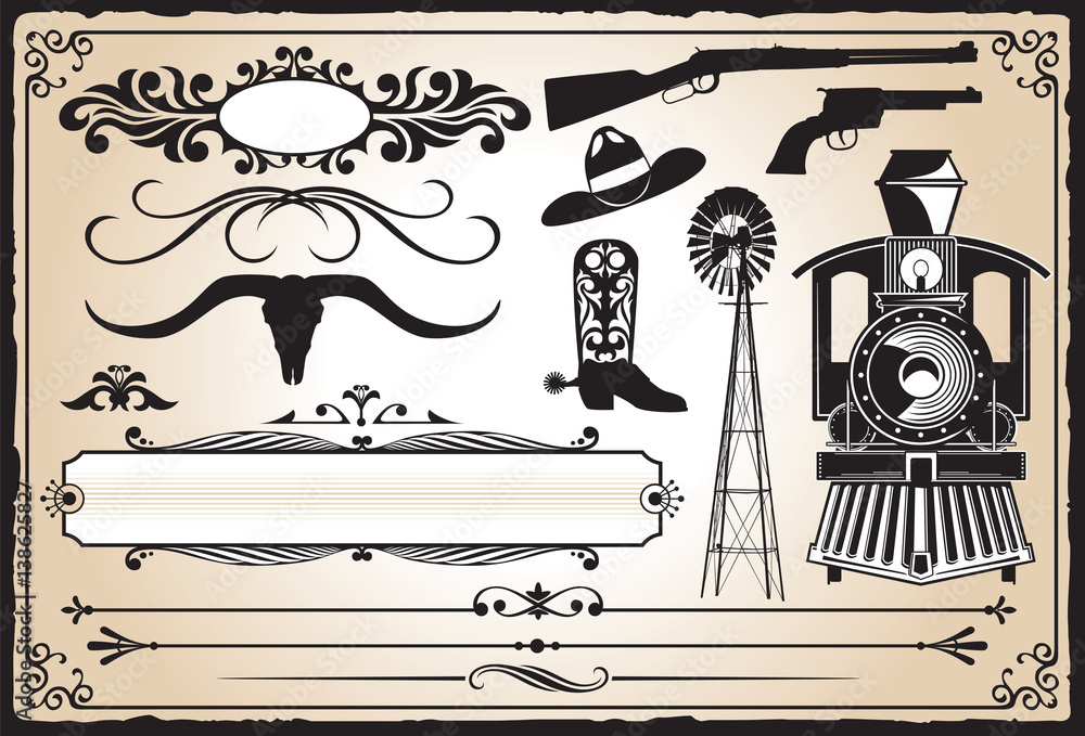 Western Design Elements Vector Free