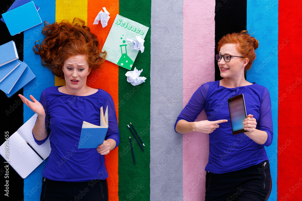 Diligent and disorganized students Stock Photo | Adobe Stock