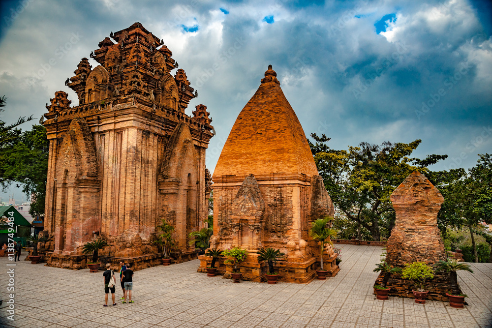 The towers of Po Nagar near Nha Trang in Vietnam. Towers were built by ...