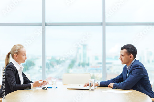 Profile View Of Two Business People Man And Woman Representing Sides profile-view-of-two-business-people-man-and-woman-representing-sides