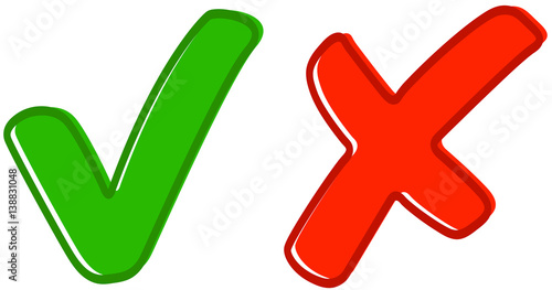 Haken Grün und Kreuz Rot Vecteur Stock | Adobe Stock