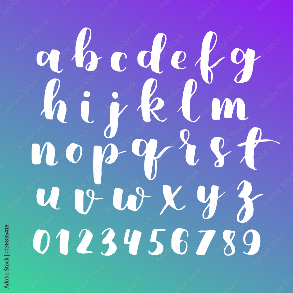 hipster gradient hand lettering alphabet design, handwritten brush ...