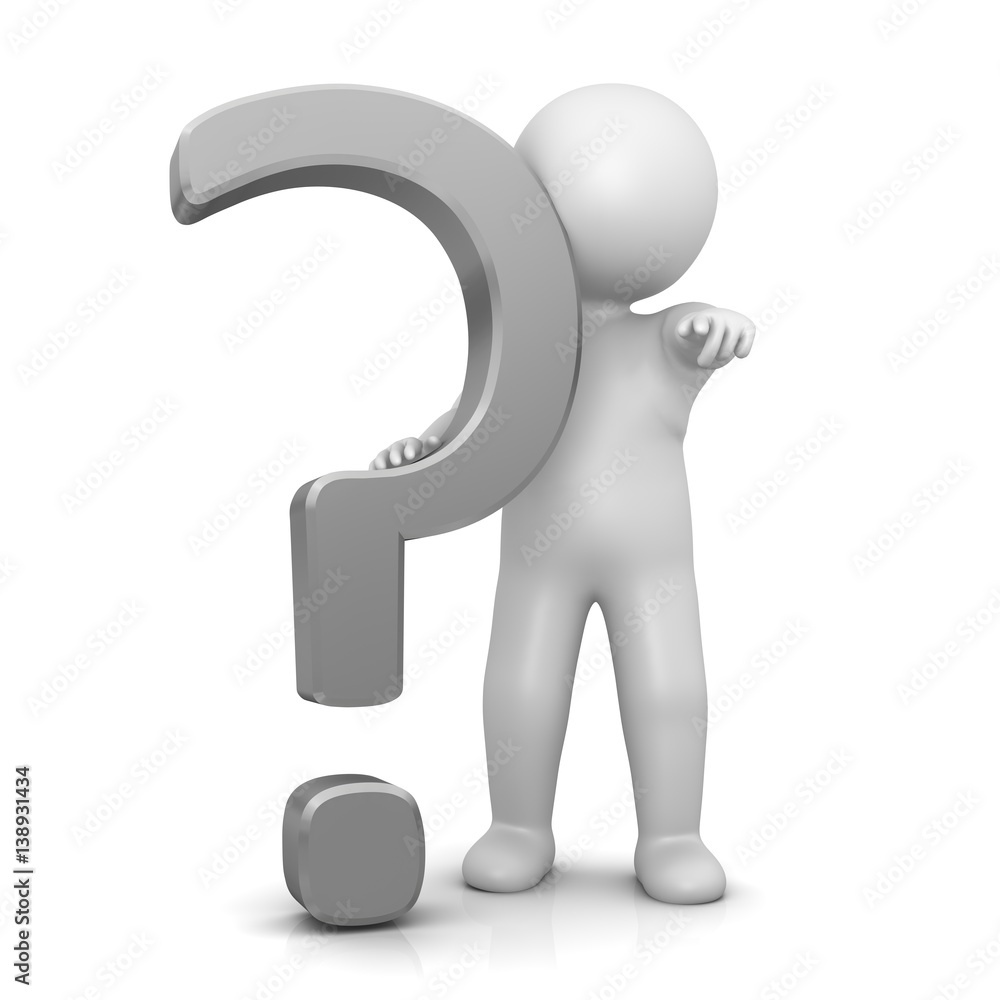 question mark stickman silver grey gray 3d isolated business symbol ...