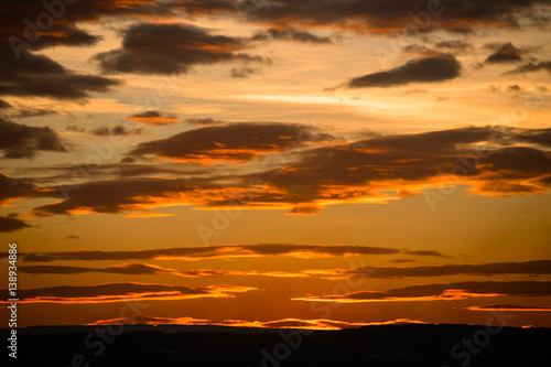 Sunset sky without sun, with gold clouds Stock Photo | Adobe Stock