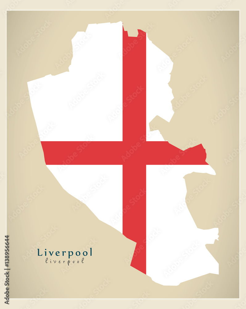 Modern City Map - Liverpool with coloured boroughs illustration Stock ...