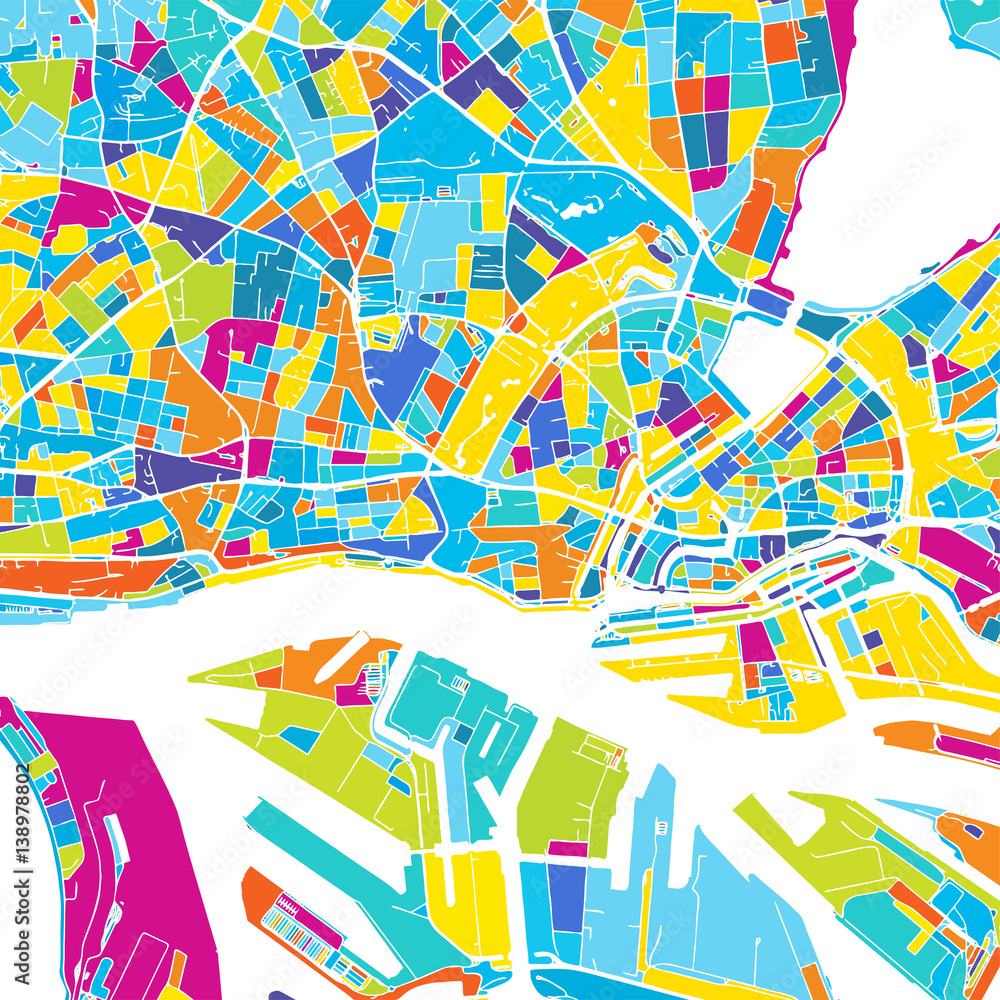 Hamburg Colorful Vector Map Stock Vector | Adobe Stock