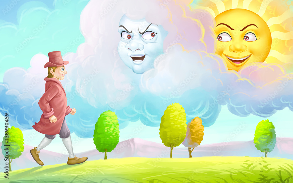 Wind and the Sun Stock Illustration | Adobe Stock