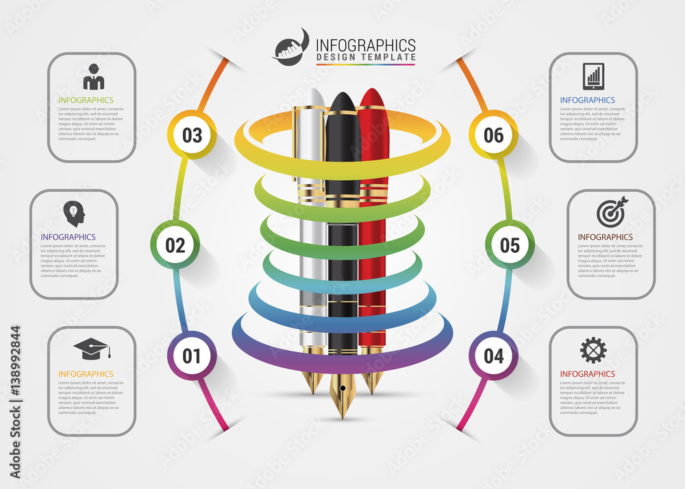Education concept with pen. Infographics design template Stock Vector ...