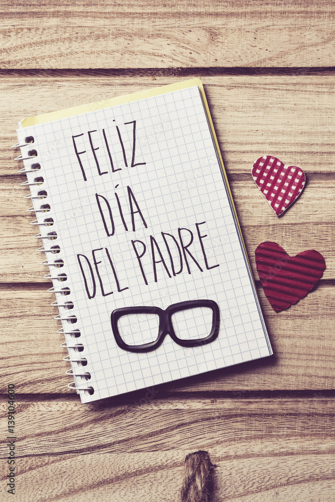 Foto de Stock text feliz dia del padre, happy fathers day in Spanish ...