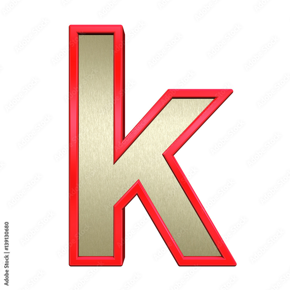 One lower case letter from brushed gold with red frame alphabet set ...