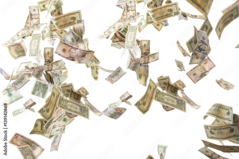 money falling from sky Stock Photo | Adobe Stock