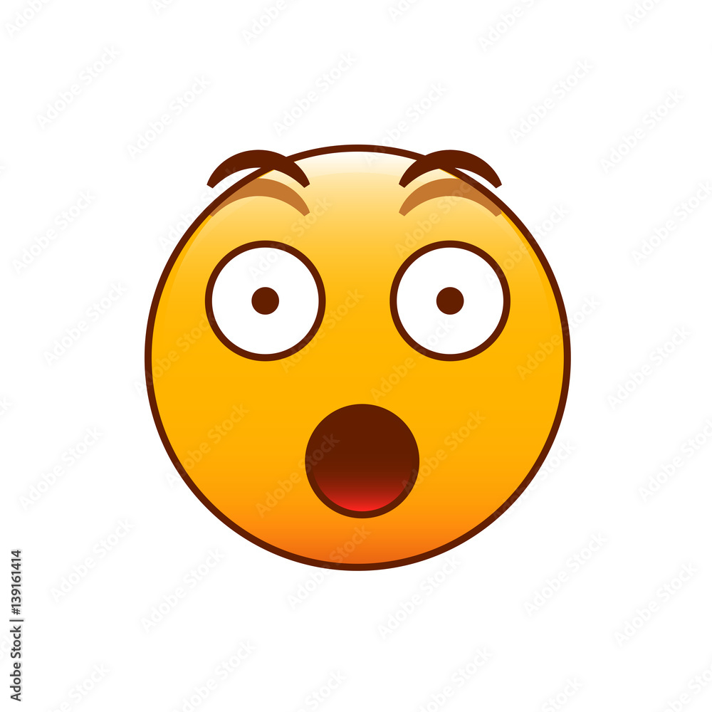 Surprised smiley face. Vector emoticon Stock Vector | Adobe Stock