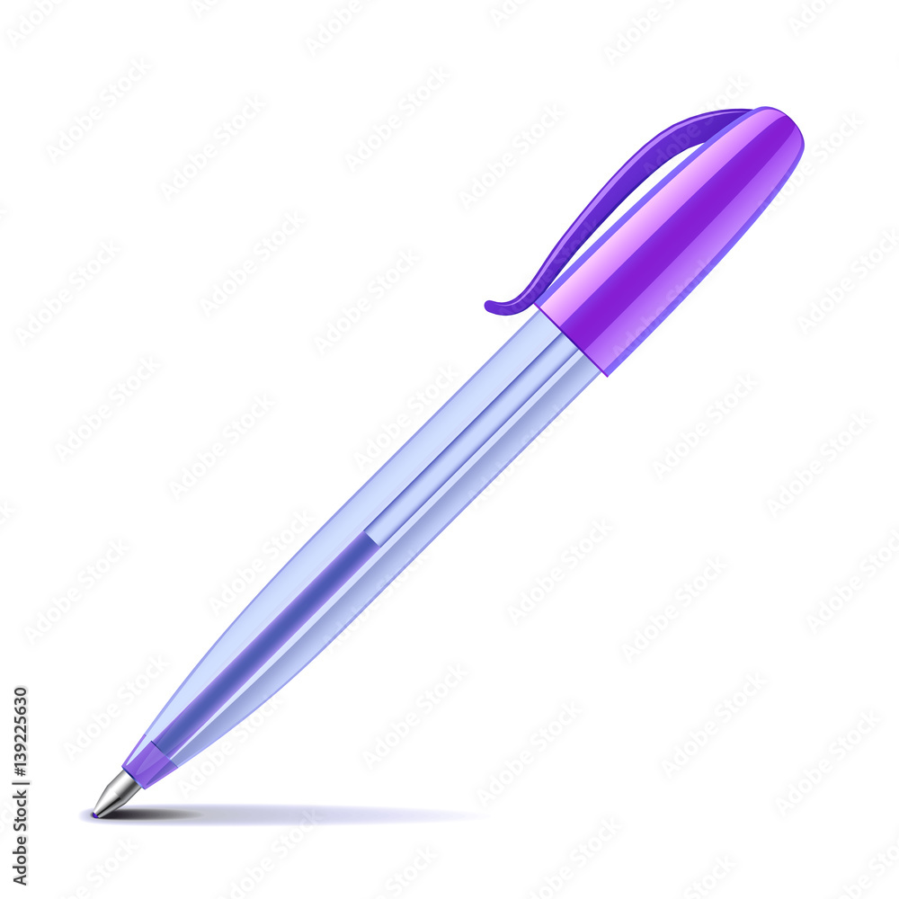 Purple ballpoint pen isolated on white vector Stock Vector | Adobe Stock