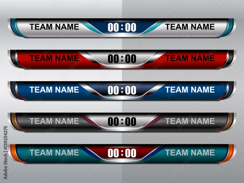 Scoreboard Broadcast Graphic Template for soccer and football, vector ...