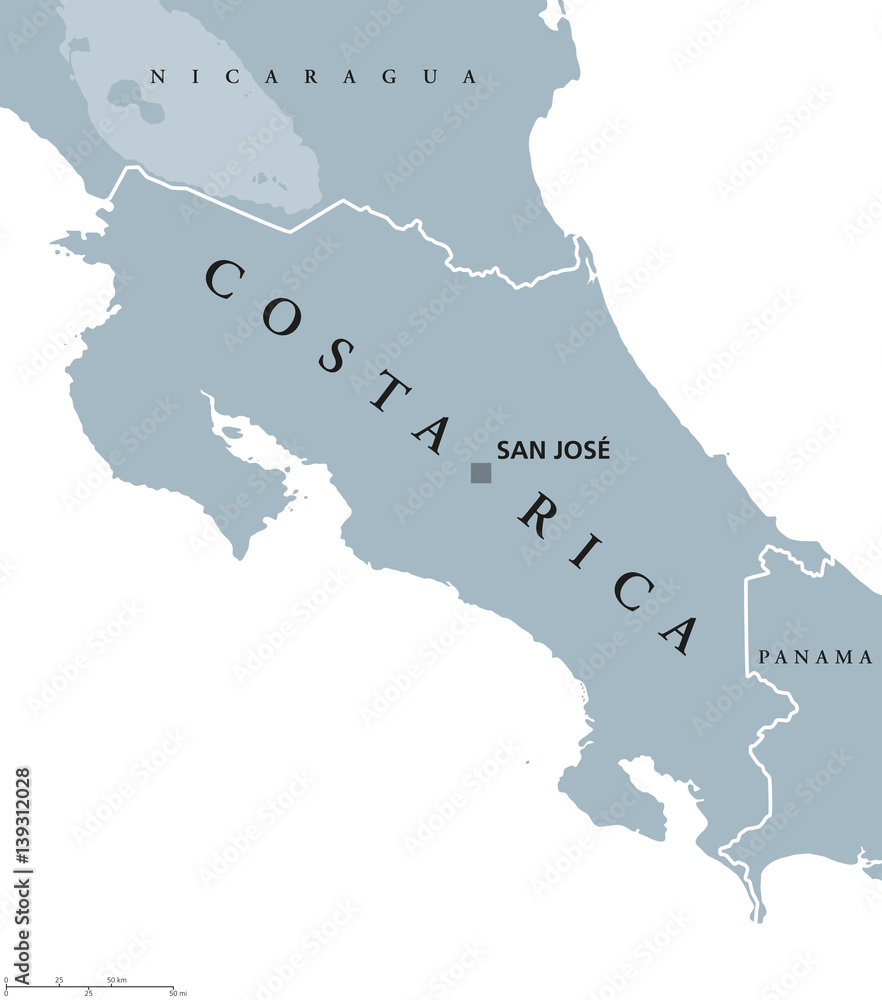 Image vectorielle Stock Costa Rica political map with capital San Jose ...