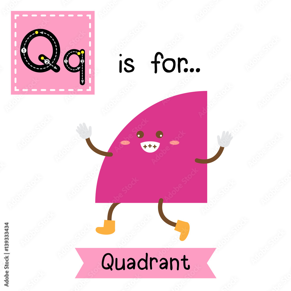 Letter Q cute children colorful geometric shapes alphabet tracing ...