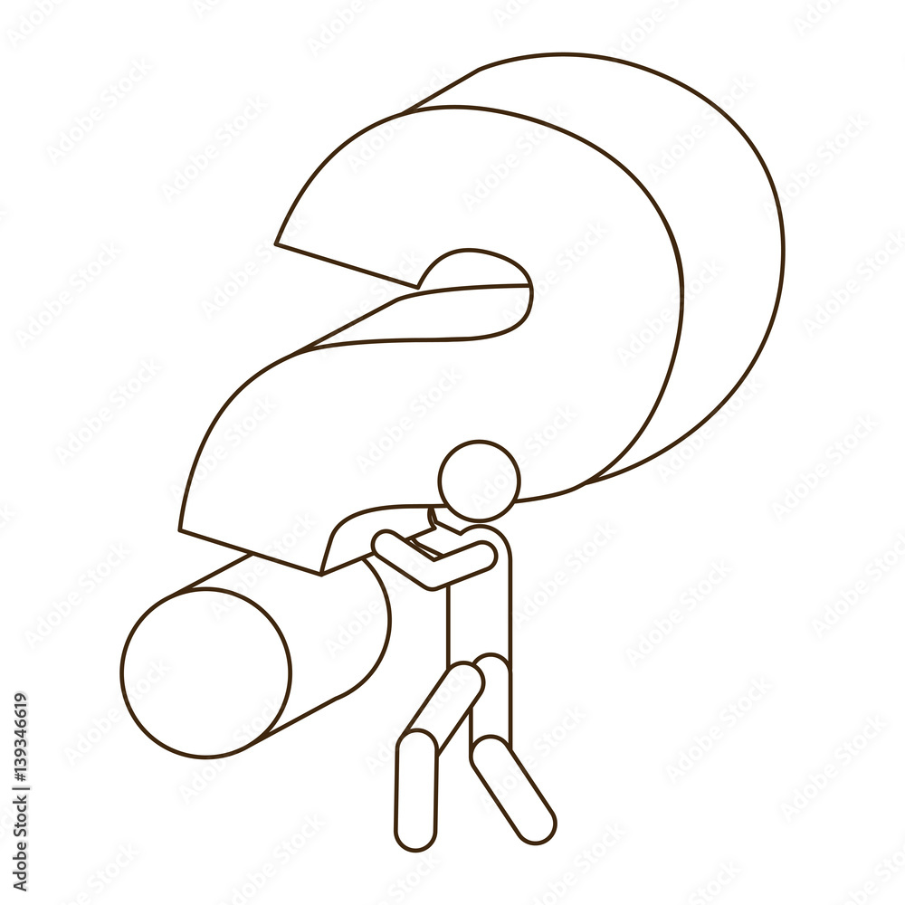 sketch contour person carrying question mark vector illustration Stock ...