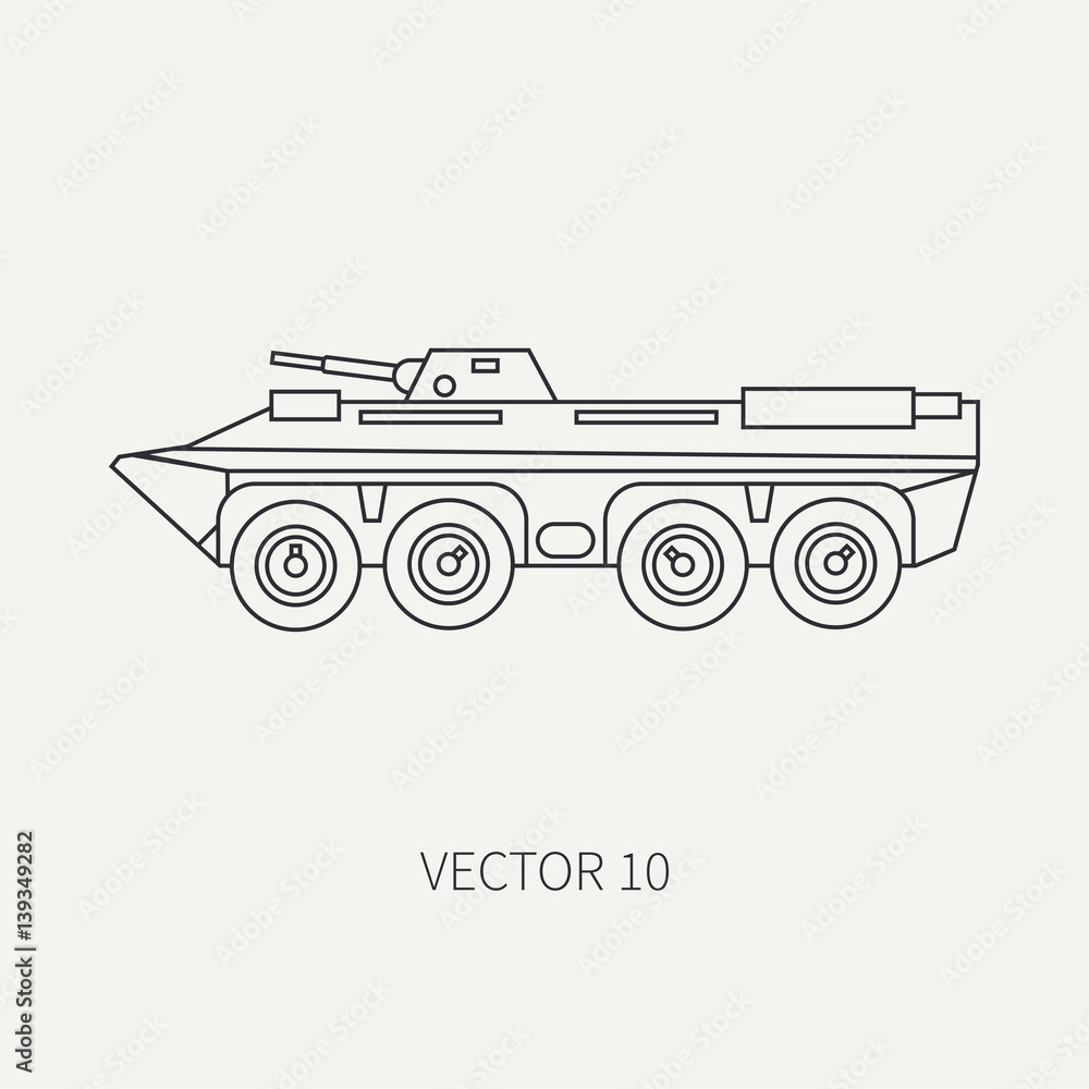 Line flat plain vector icon infantry assault armored army truck ...