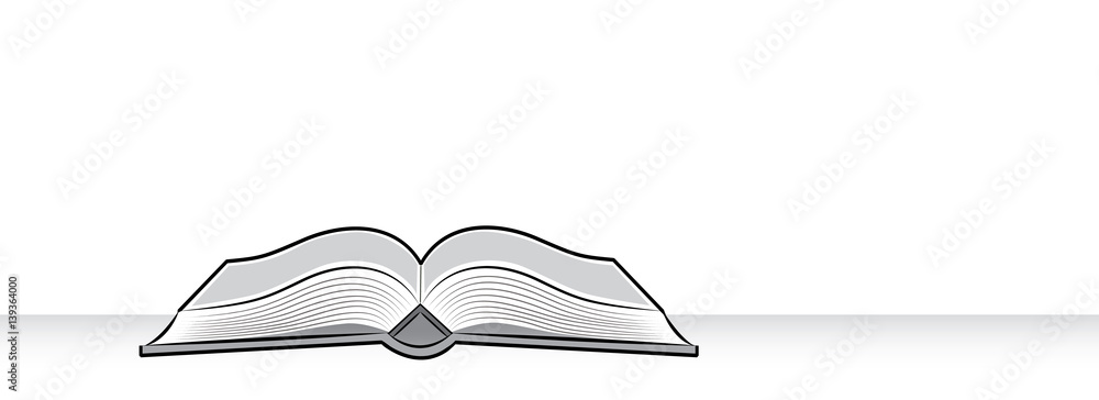 Open book. Drawing of book on the table in doodle style. Concept for ...