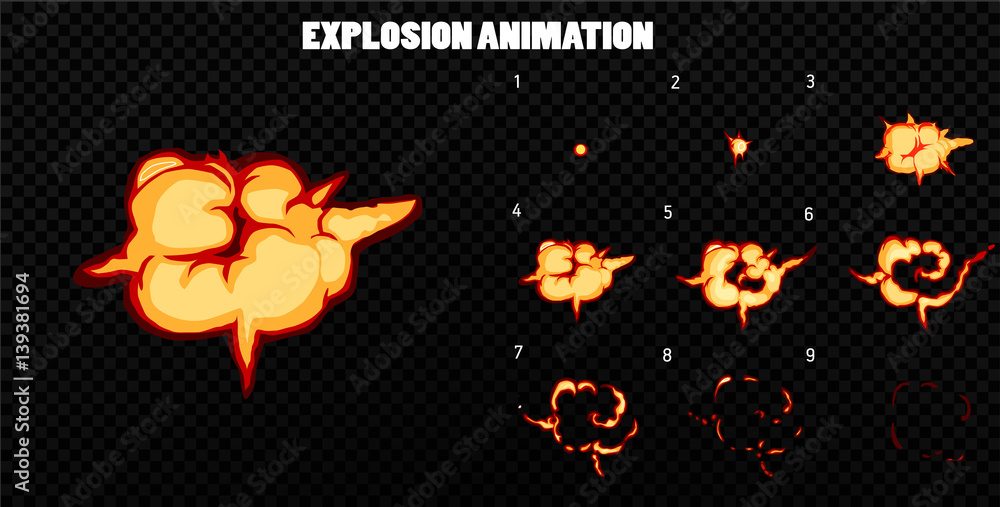 Image vectorielle Stock Vector explode. Explode effect animation with ...