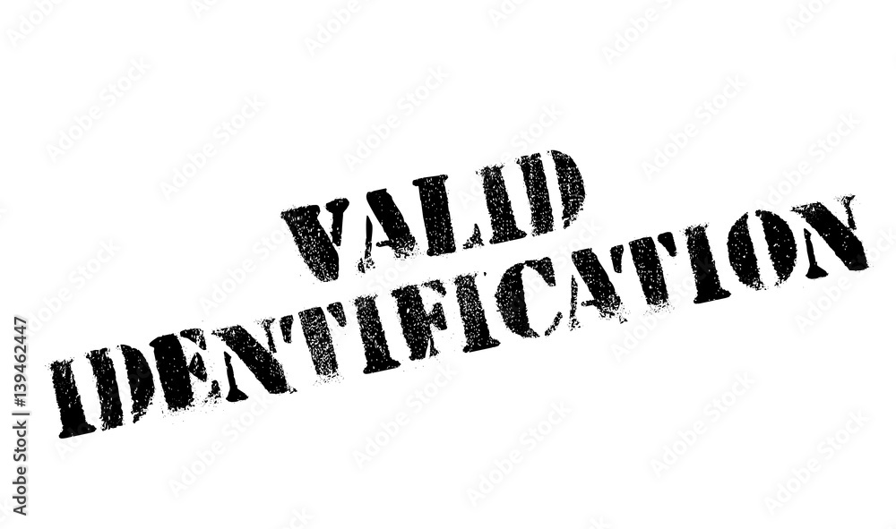 Valid Identification rubber stamp. Grunge design with dust scratches ...