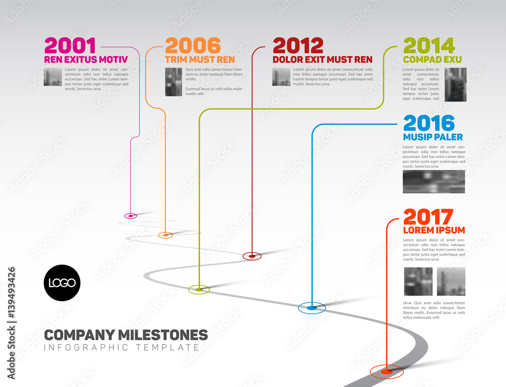 Infographic Company Milestones Timeline Template Stock Vector | Adobe Stock