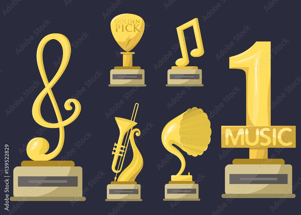 Gold rock star trophy music notes best entertainment win achievement ...