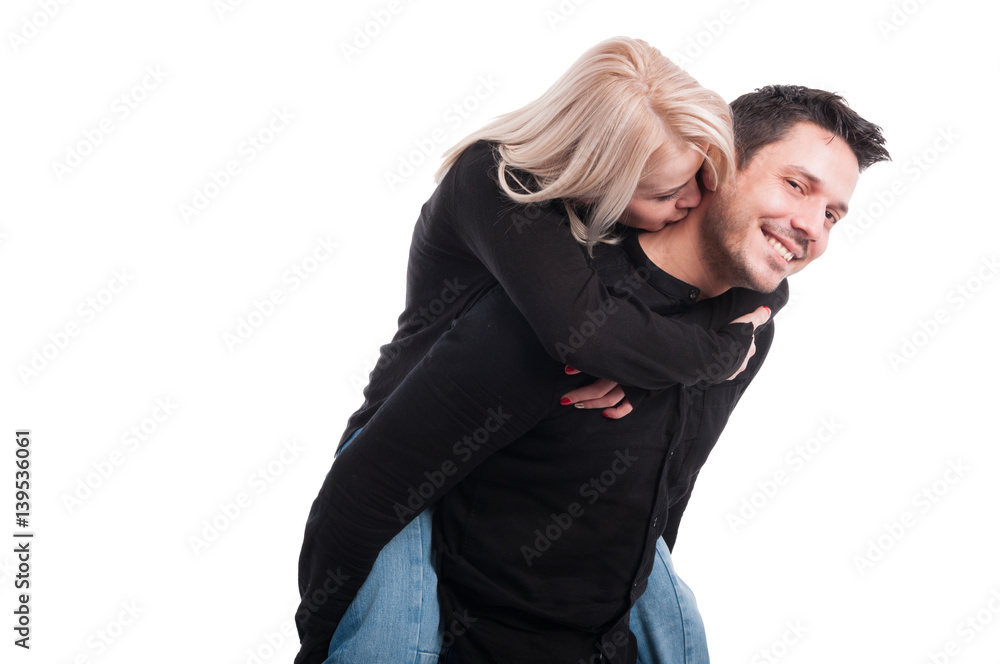 Young female having a piggyback ride Stock Photo | Adobe Stock