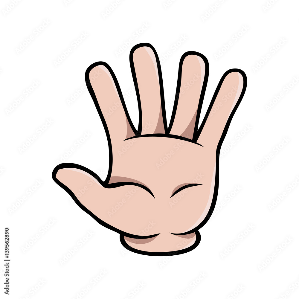 Стоковий вектор Human cartoon hand showing five fingers | Adobe Stock