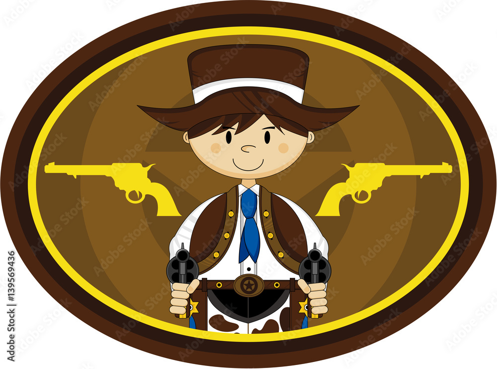 Cartoon Wild West Cowboy Outlaw Stock Vector | Adobe Stock