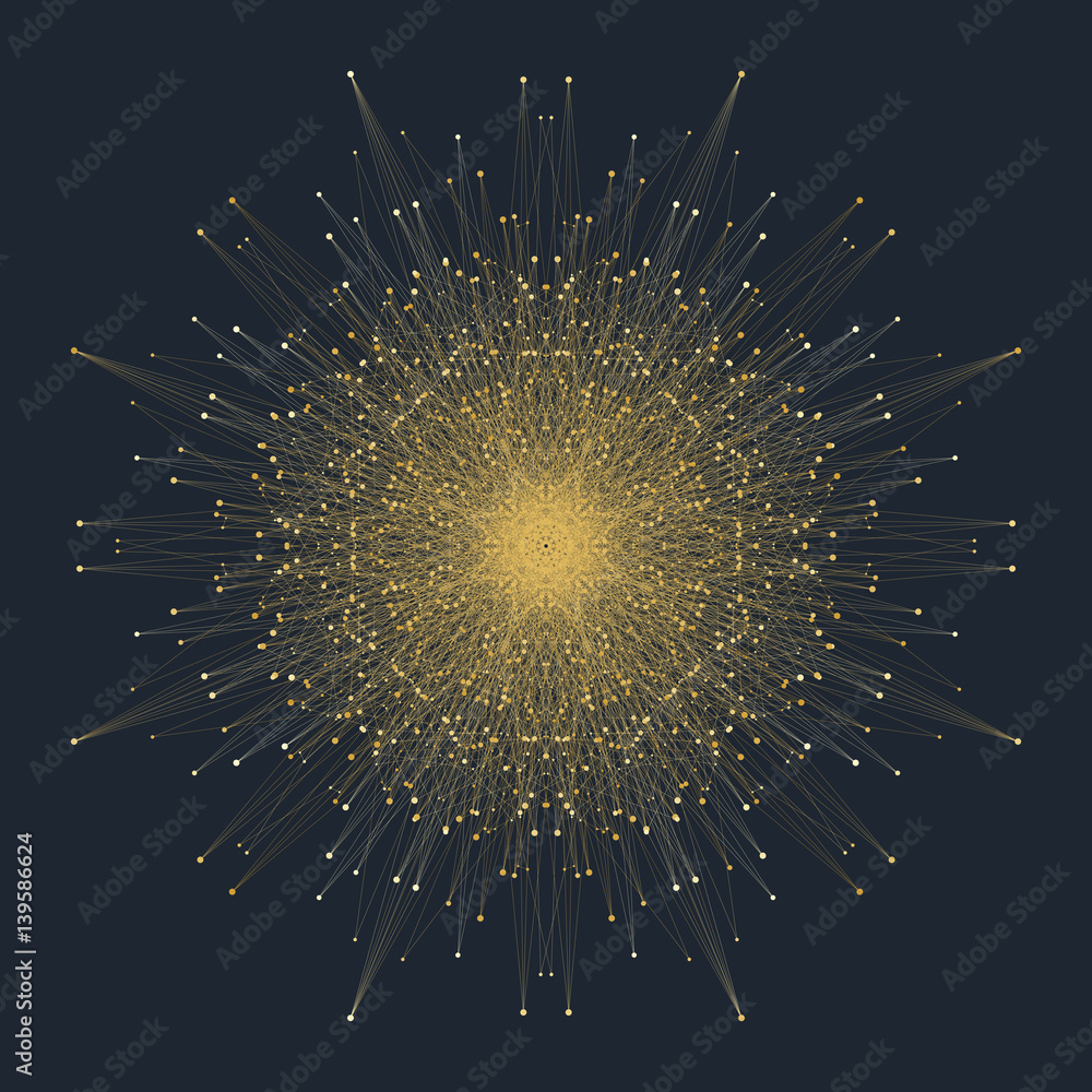Image vectorielle Stock Fractal element with connected lines and dots. Big data complex. Virtual ...