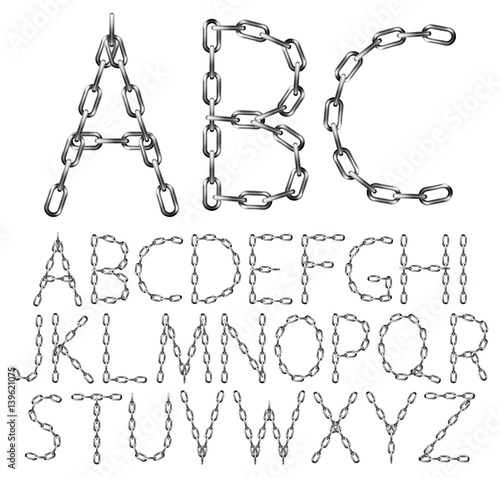 Vector alphabet letters made from metal chain, isolated on white. Stock ...