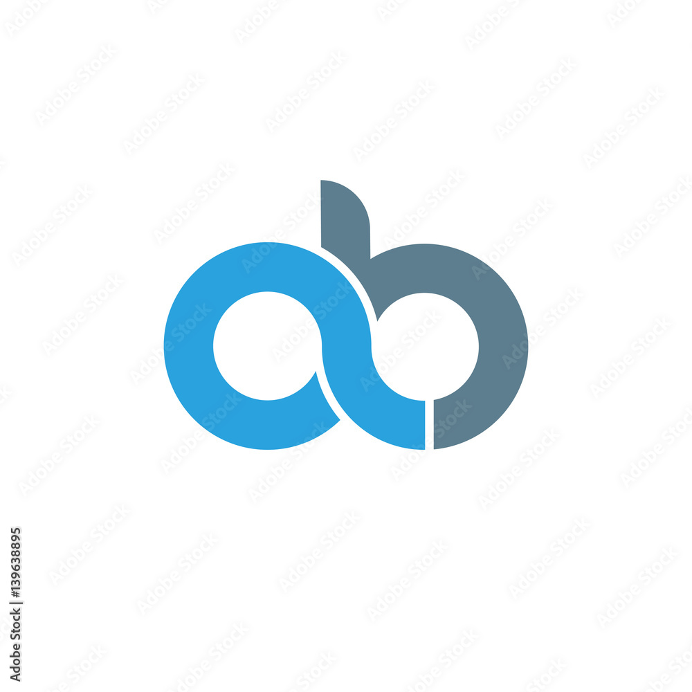 Initial letter ab modern linked circle round lowercase logo blue gray ...