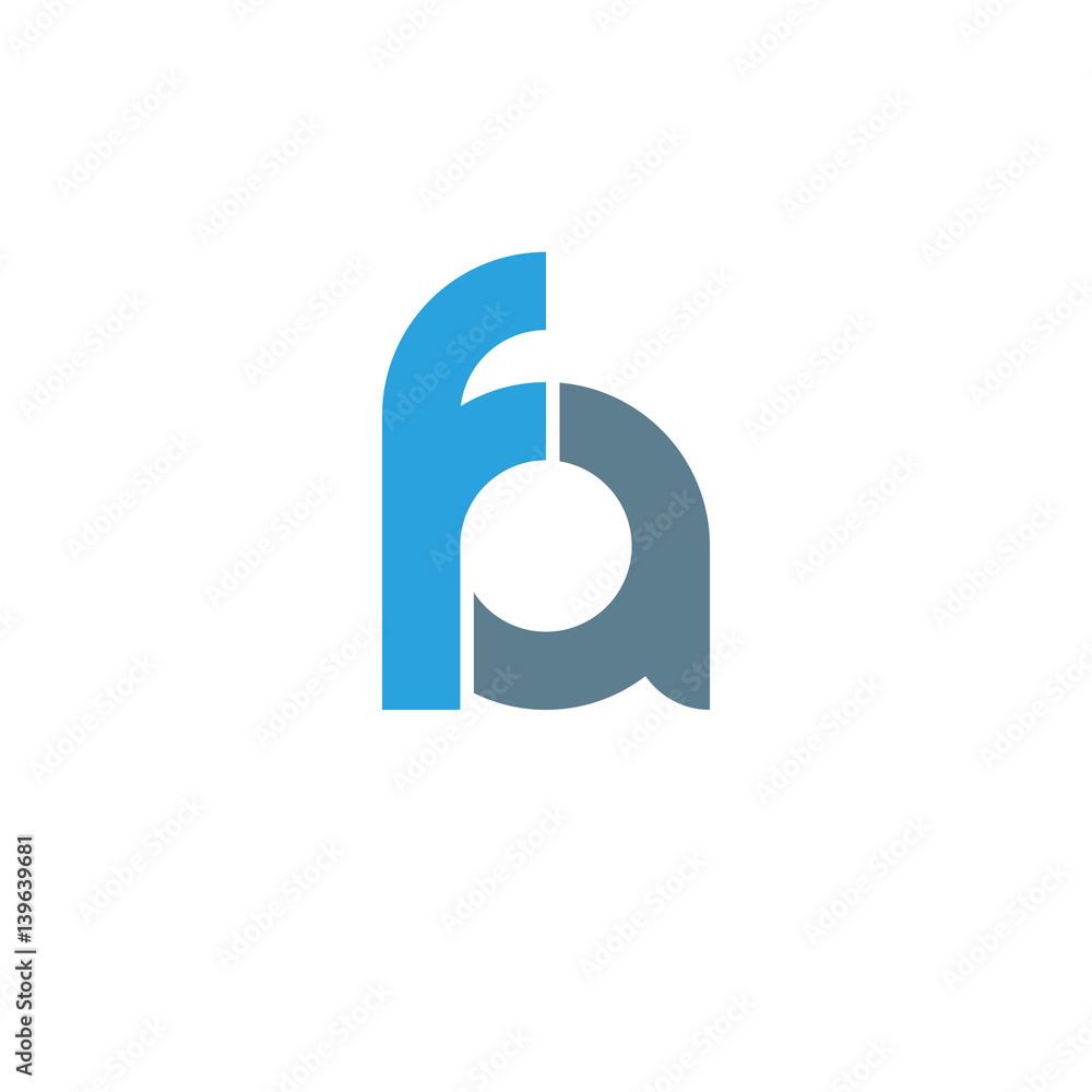 Initial letter fa modern linked circle round lowercase logo blue gray ...