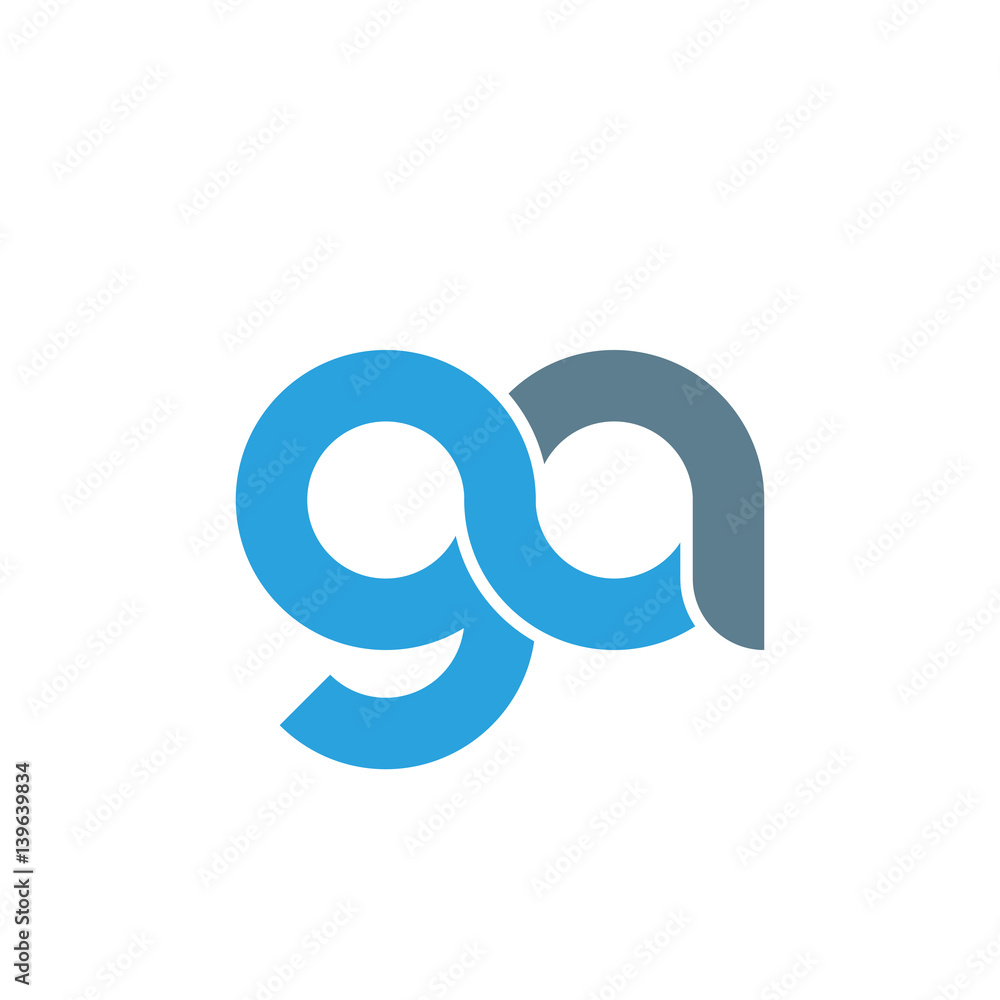 Initial letter ga modern linked circle round lowercase logo blue gray ...