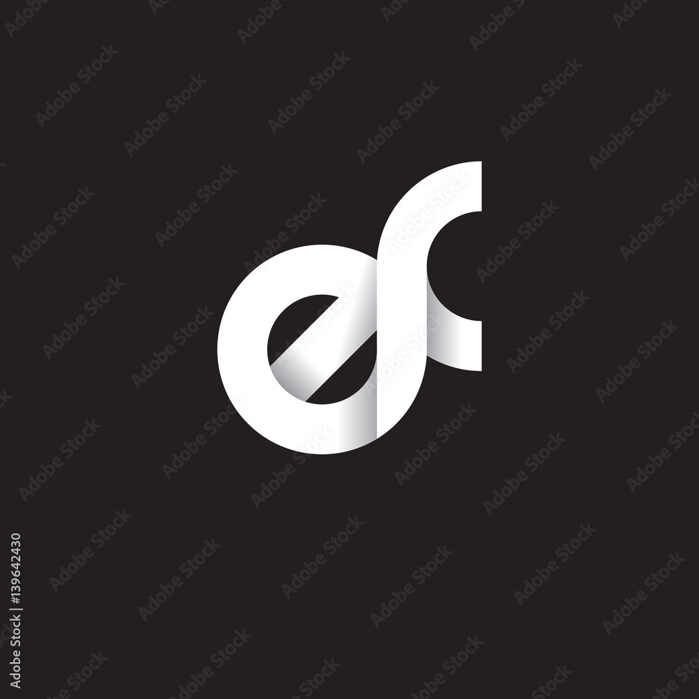 Initial lowercase letter ef, linked circle rounded logo with shadow ...