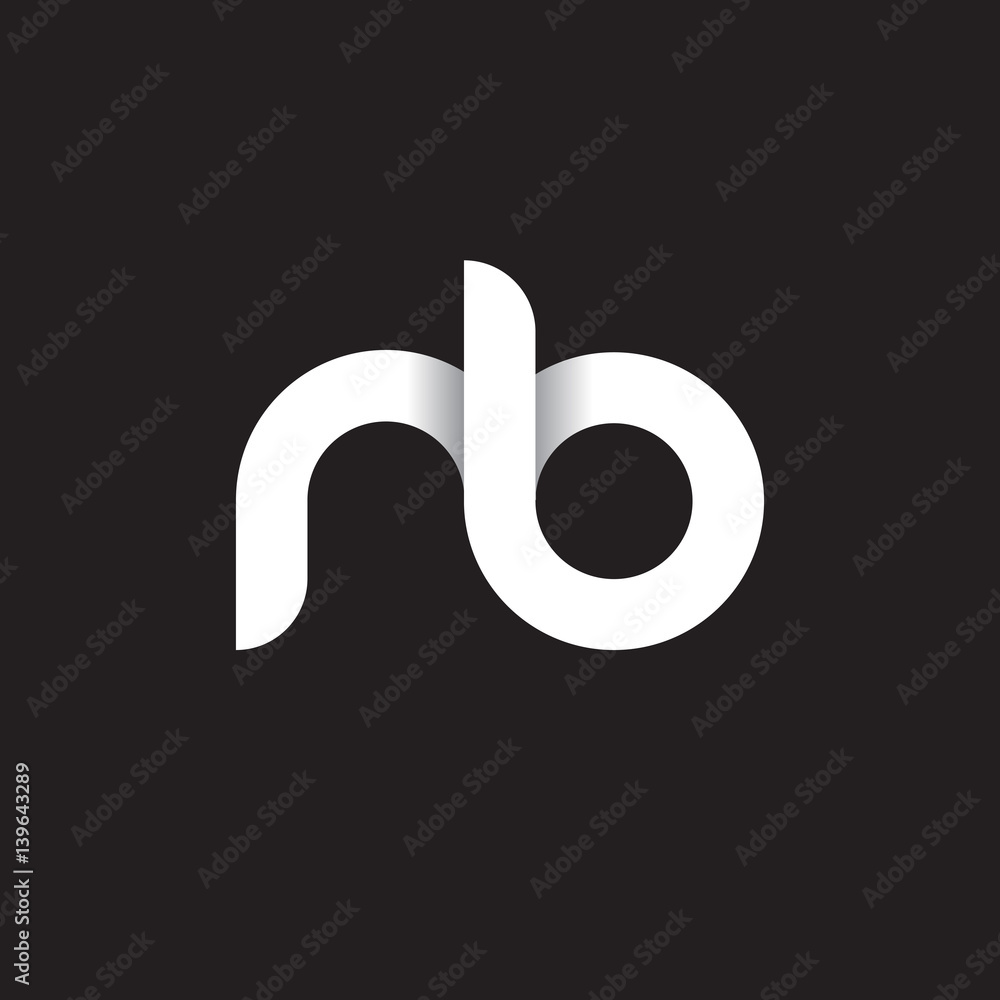 Initial lowercase letter nb, linked circle rounded logo with shadow ...
