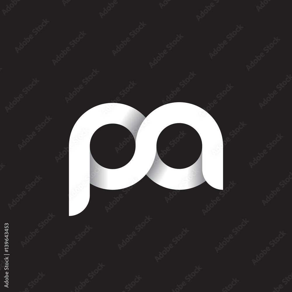 Initial lowercase letter pa, linked circle rounded logo with shadow ...