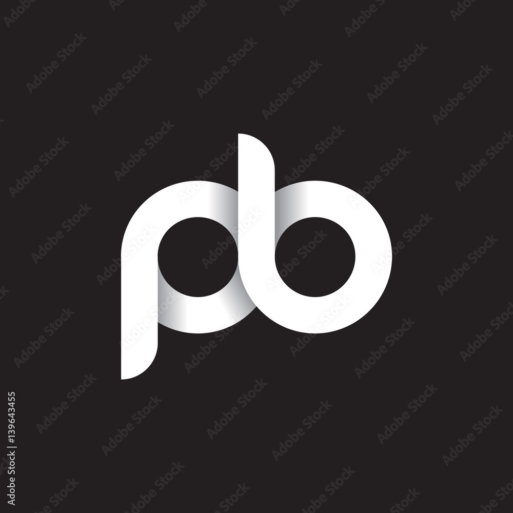 Initial lowercase letter pb, linked circle rounded logo with shadow ...