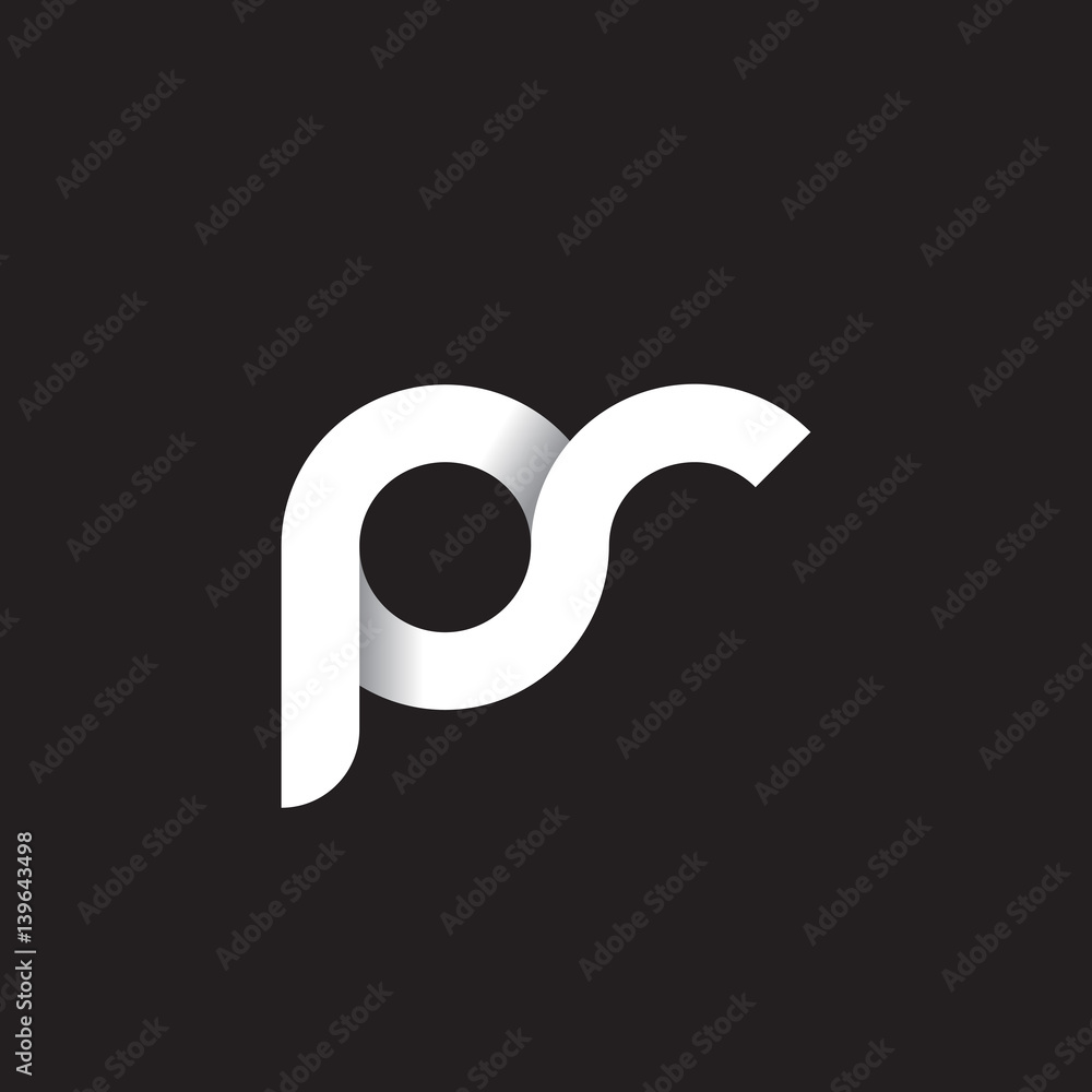 Initial lowercase letter pr, linked circle rounded logo with shadow ...