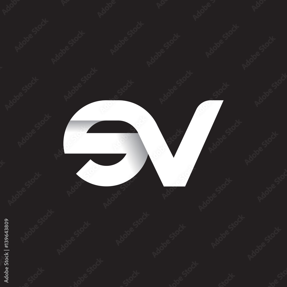 Initial lowercase letter sv, linked circle rounded logo with shadow ...
