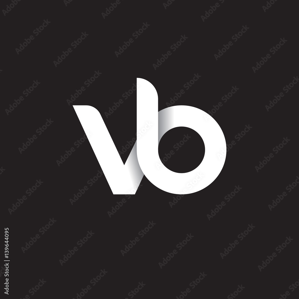 Initial lowercase letter vb, linked circle rounded logo with shadow ...