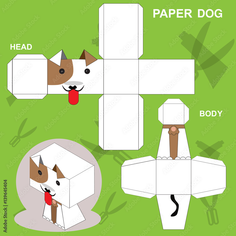 Dog paper craft template Stock Vector | Adobe Stock