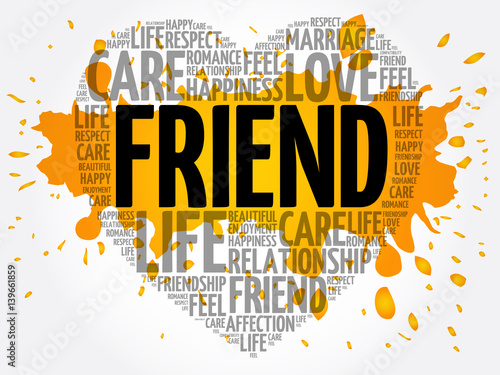 Friend word cloud collage, heart concept background Stock Vector ...