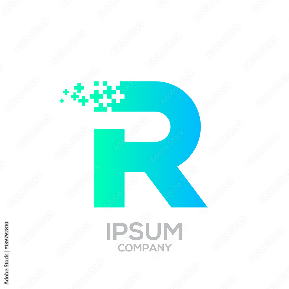 Letter R Pixel logo, Plus sign logo, Medical healthcare hospital symbol ...