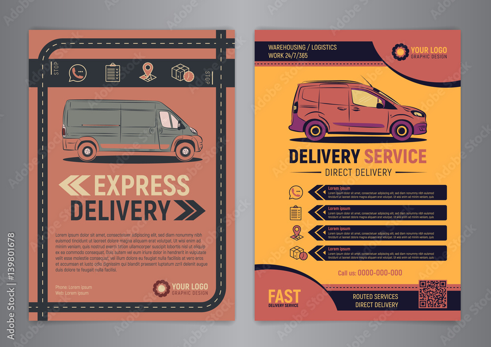 Vector de Stock Set of Express delivery service brochure flyer design ...