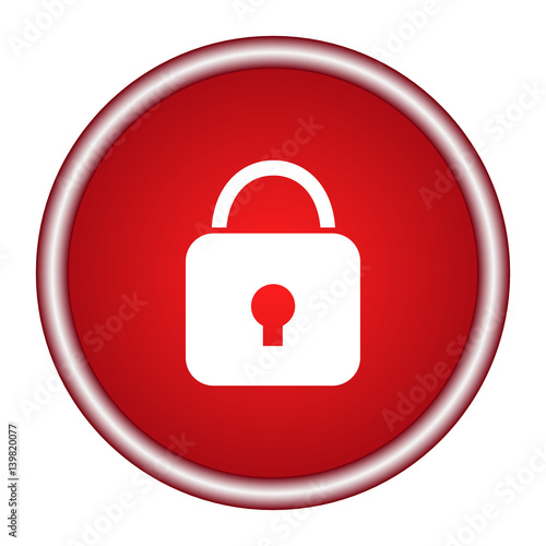 Lock icon. Red glossy circle web icon on white background Stock Vector ...