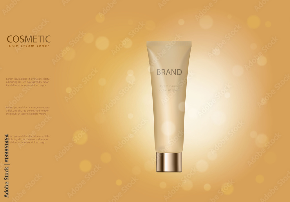 Skin toner ads template, Golden glass bottle mockup for ads or magazine ...