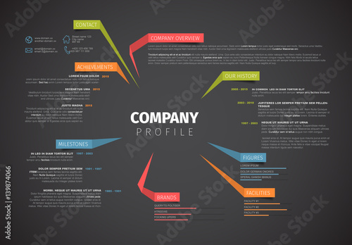 Company Profile Infographic with Folded Tab Element Stock Template ...