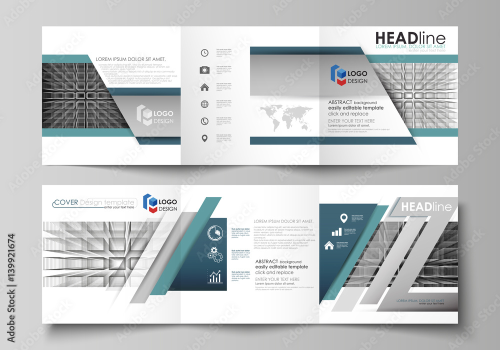 Business templates for tri fold square design brochures. Leaflet cover ...